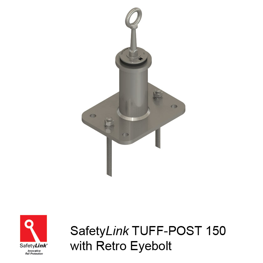 SAFETYLINK Tuff Post 150 Mounted Into Concrete With Retro Eyebolt ...